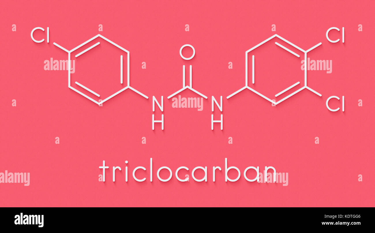 Triclocarban antibacterial agent molecule. Often used in antibacterial ...