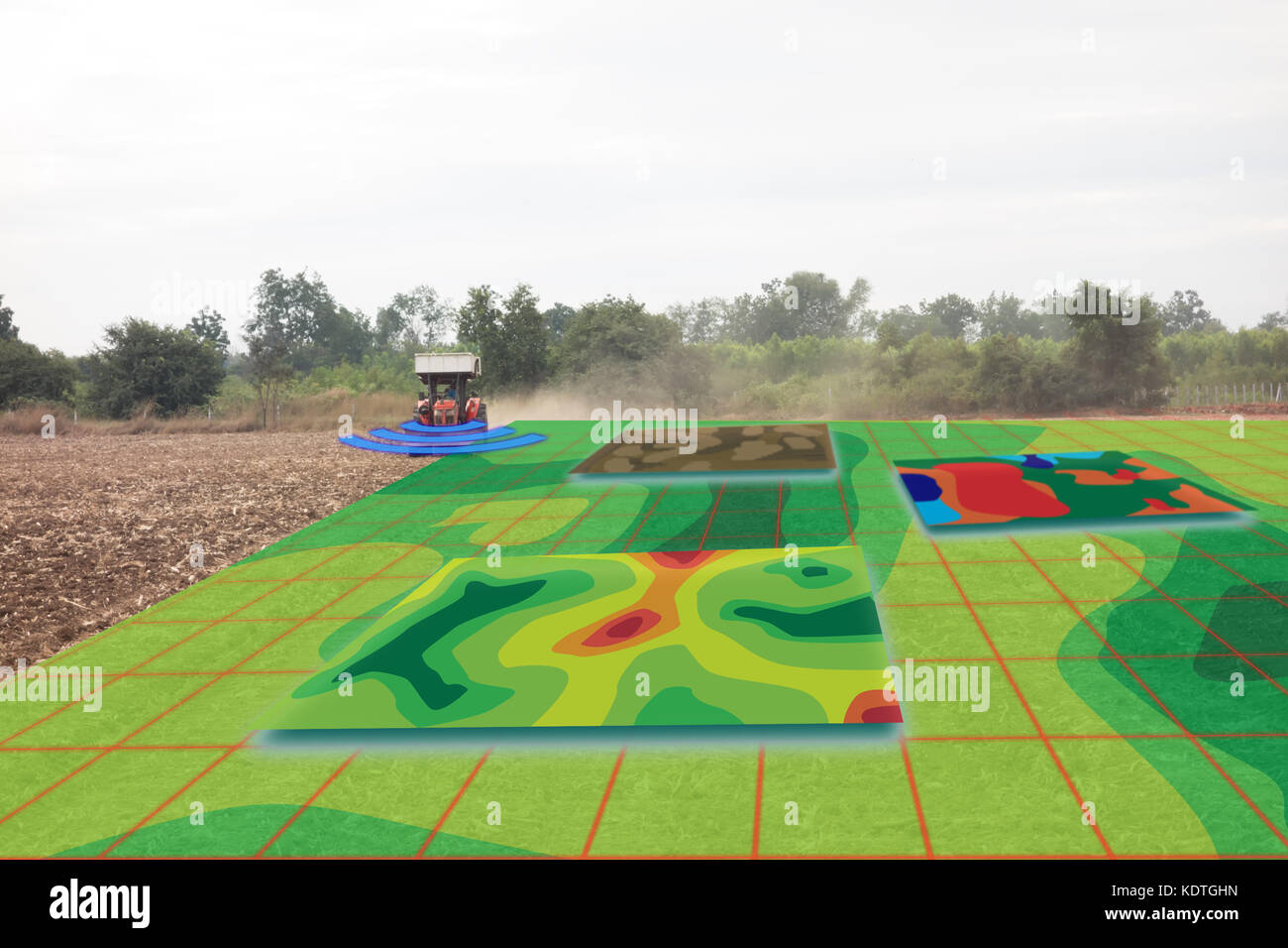 smart agriculture concept, farmer use infrared in tractor with high ...