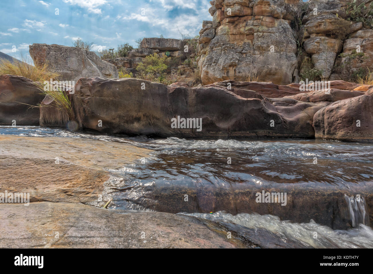 Waterfalls with rocks in the canyon of Leba. Angola. Lubango Stock ...