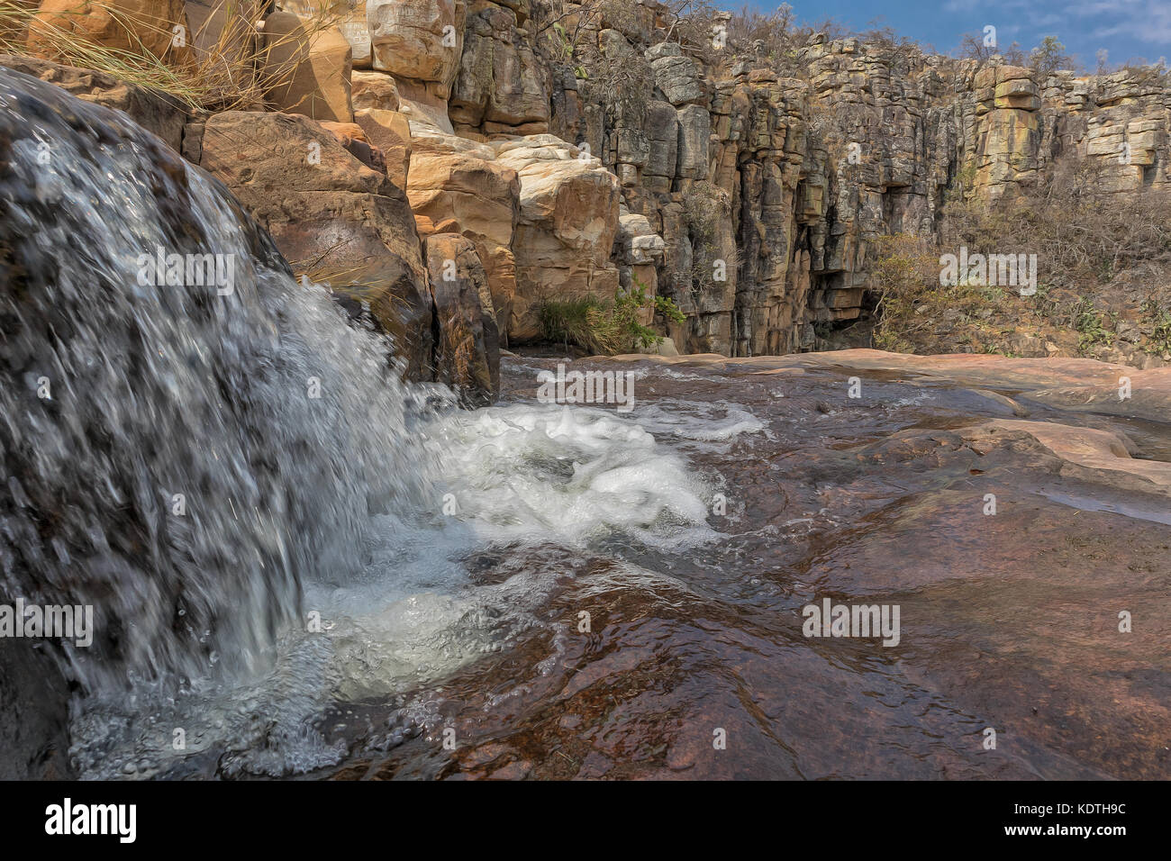 Waterfalls with rocks in the canyon of Leba. Angola. Lubango Stock ...