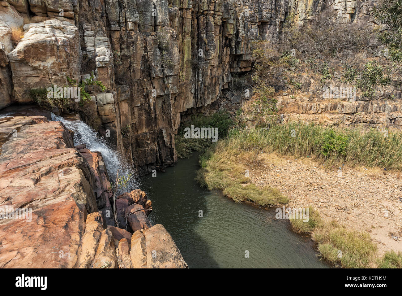 Waterfalls with rocks in the canyon of Leba. Angola. Lubango Stock ...