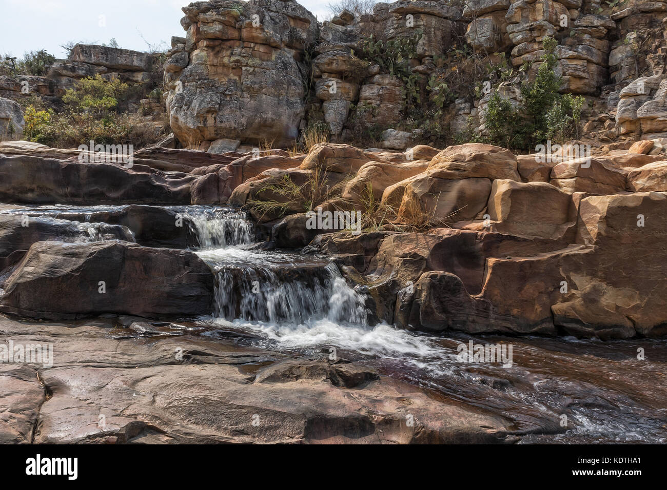 Waterfalls with rocks in the canyon of Leba. Angola. Lubango Stock ...