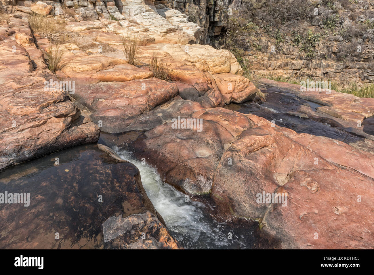 Waterfalls with rocks in the canyon of Leba. Angola. Lubango Stock ...