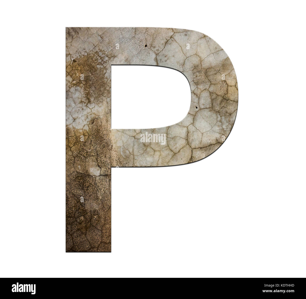 p letter cracked cement texture isolate Stock Photo - Alamy