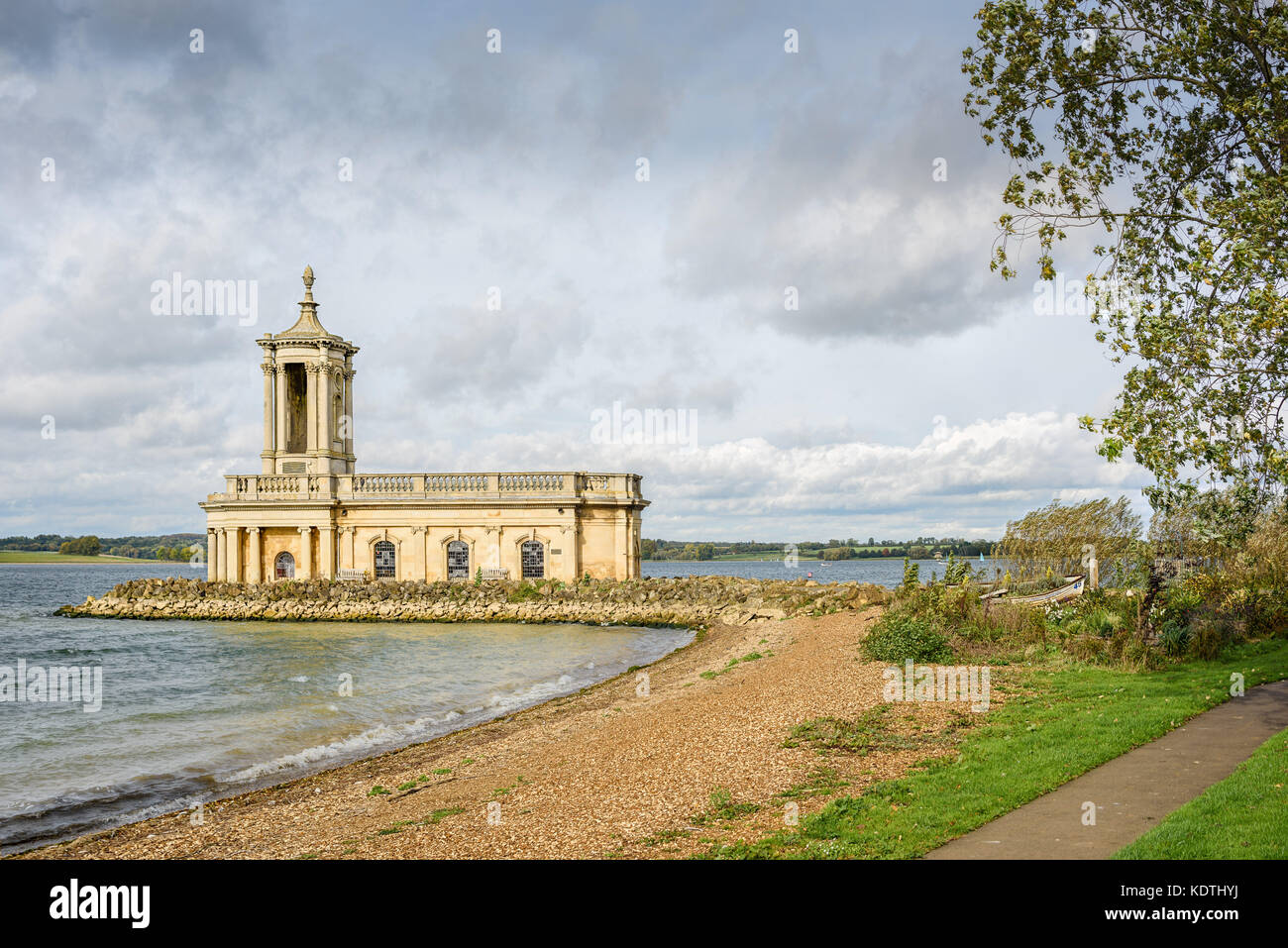 The disused sunken church in the Anglian Water reservoir at Normanton ...