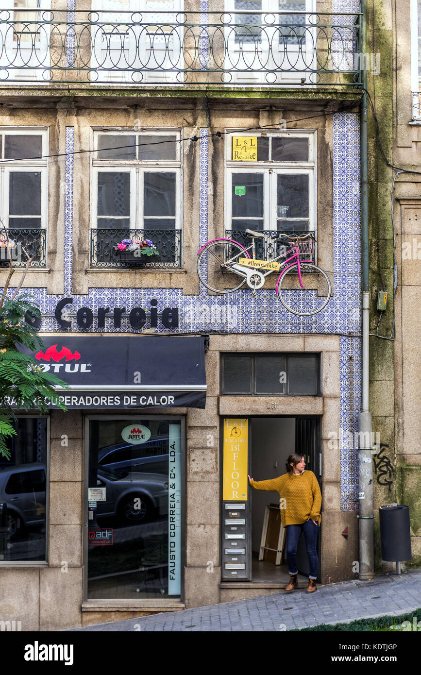 Largo Sao Domingos street in Porto, second largest city in Portugal ...