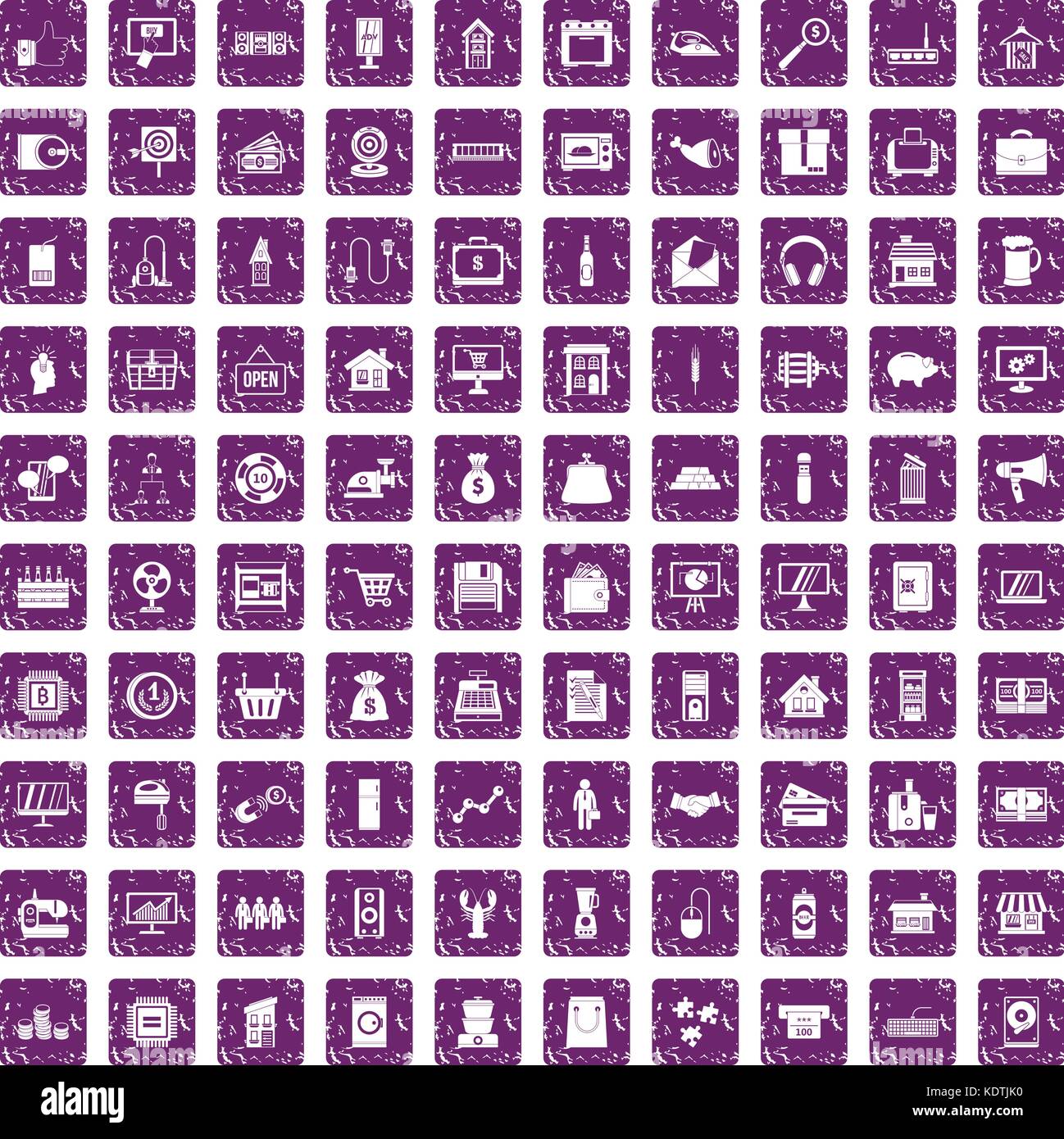 100 sales icons set grunge purple Stock Vector Image & Art - Alamy