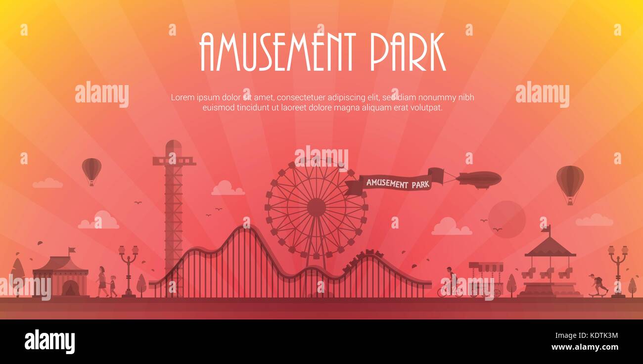 Amusement park - modern vector illustration with place for text Stock ...