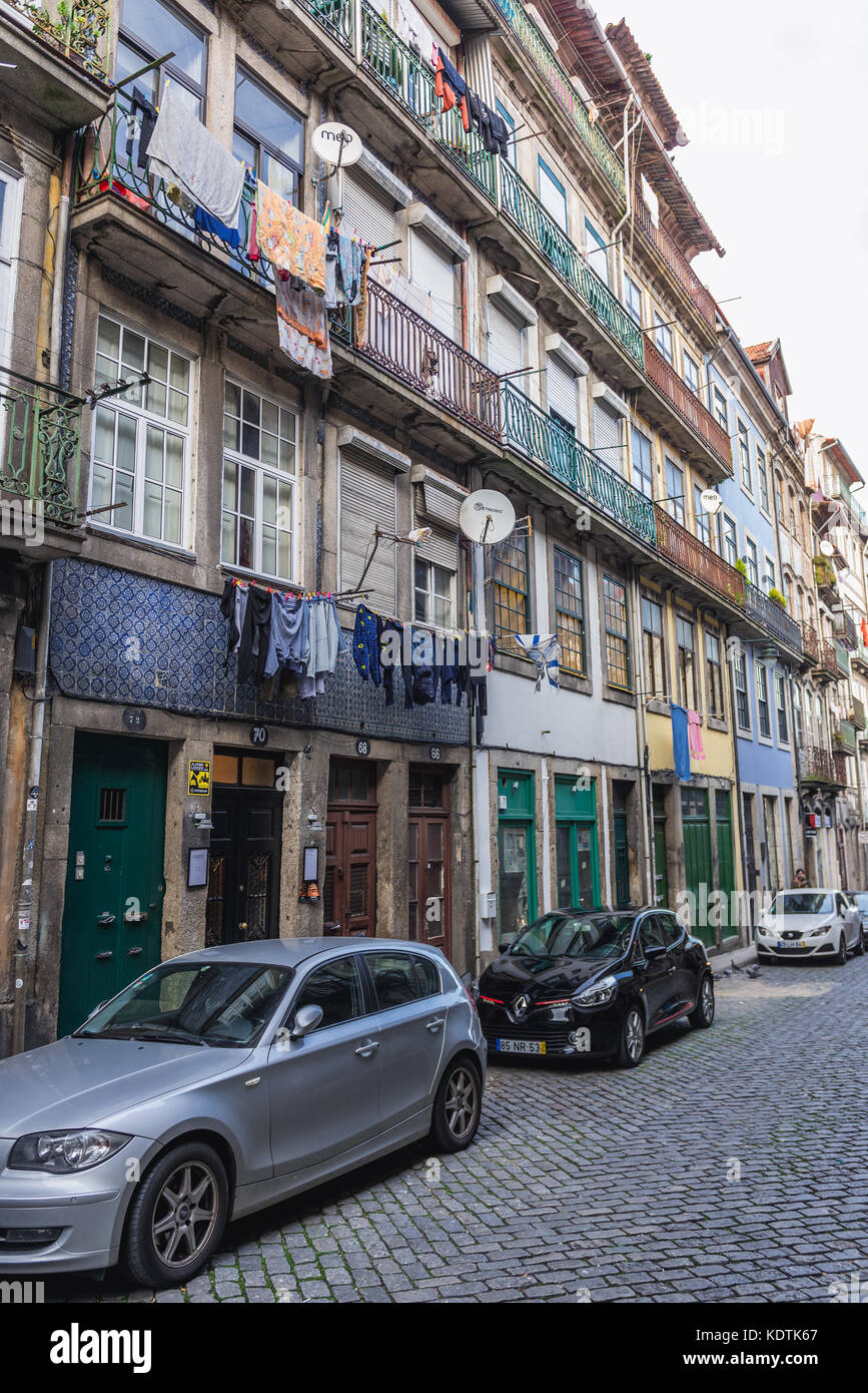 Old residential building in Porto city on Iberian Peninsula, second ...