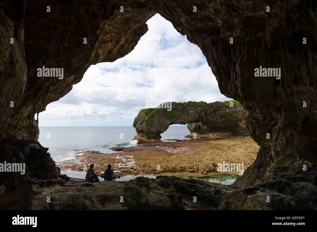 Natural Arch, from inside cave, Talava, Niue, South Pacific Stock Photo ...