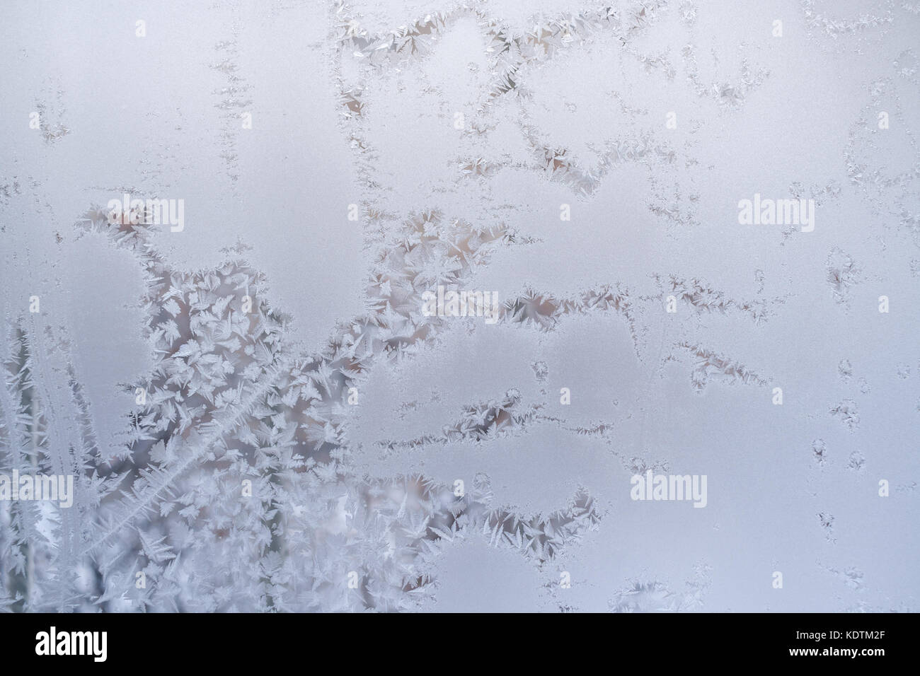 Fancy intricate winding diagonal frosty pattern on window glass in ...