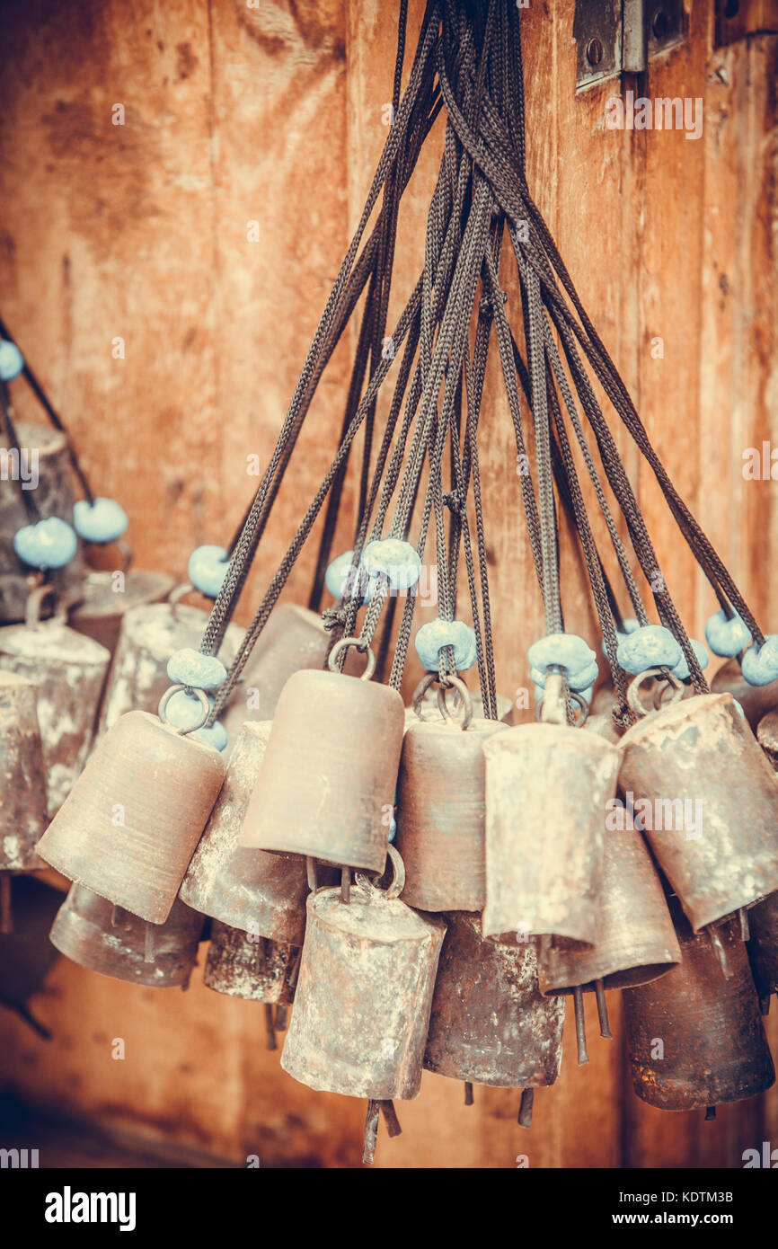Color image of some old bells, hanging Stock Photo - Alamy