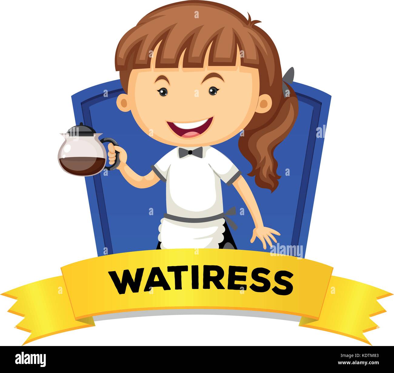 Occupation wordcard with waitress illustration Stock Vector Image & Art ...