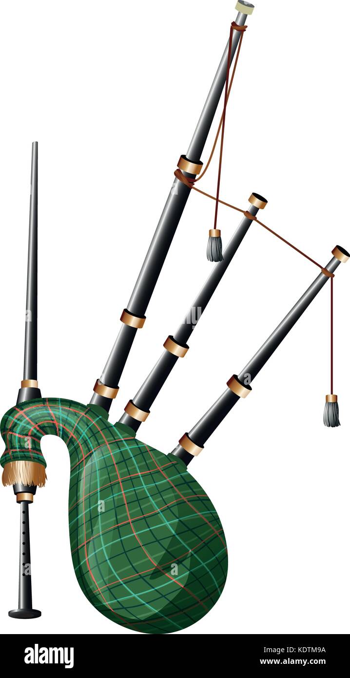 Scottish bagpipe on white background illustration Stock Vector Image ...