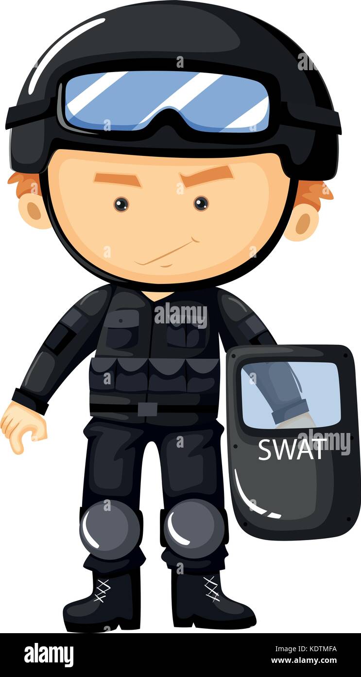 SWAT in black safety suit illustration Stock Vector Image & Art - Alamy