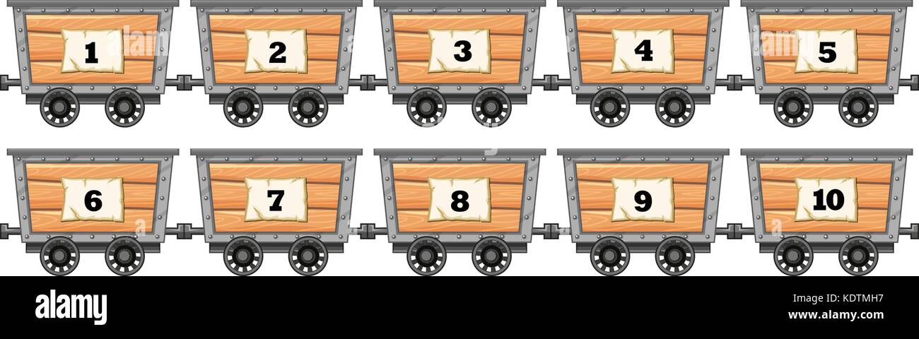 Counting numbers on wooden wagons illustration Stock Vector Image & Art ...