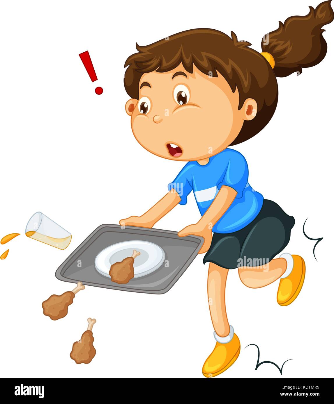 Girl dropping food on the floor illustration Stock Vector Image & Art ...