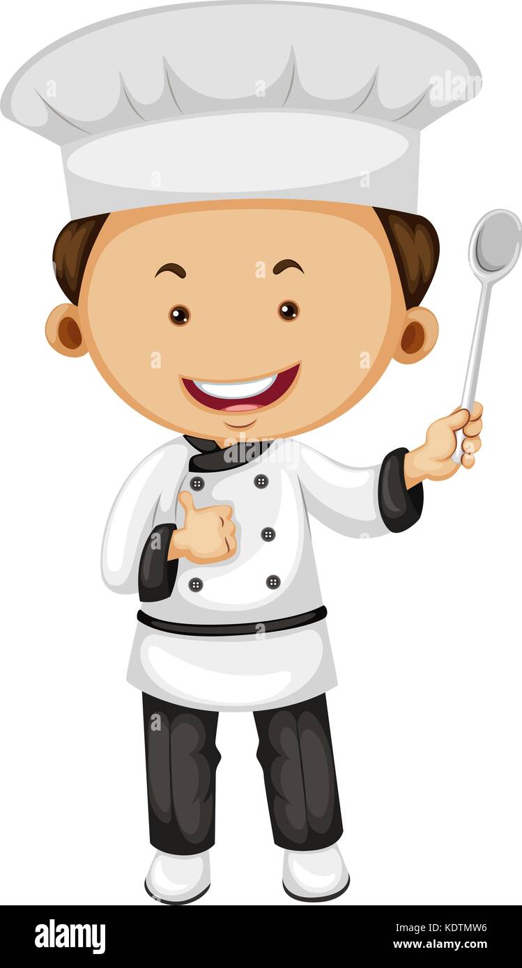 Male chef holding spoon illustration Stock Vector Image & Art - Alamy
