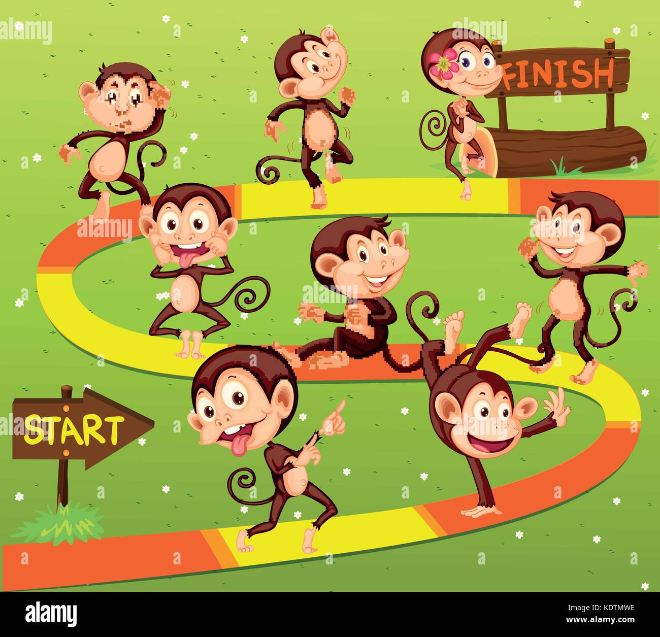 Game template with many monkeys in background illustration Stock Vector ...