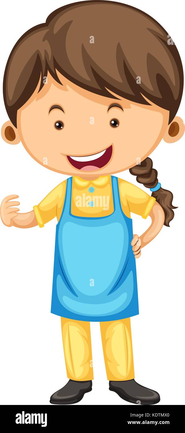 Woman wearing blue apron illustration Stock Vector Image & Art - Alamy