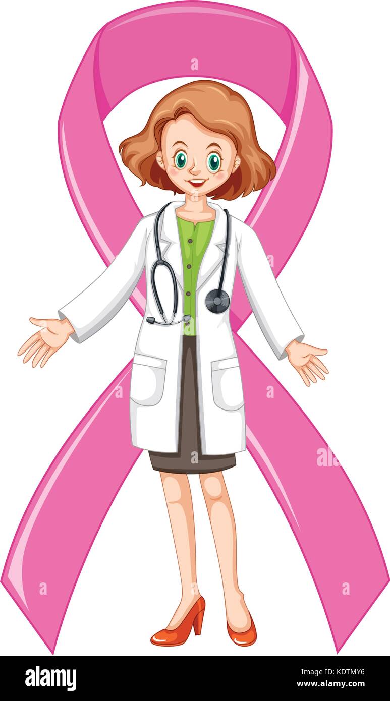 Female doctor with pink ribbon illustration Stock Vector Image & Art ...