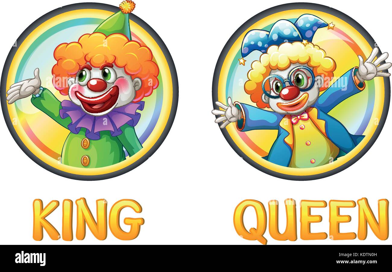 Clowns being king and queen illustration Stock Vector Image & Art - Alamy