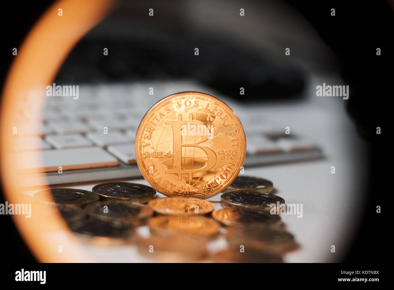 Digital currency physical metal bitcoin coin. Cryptocurrency coins ...