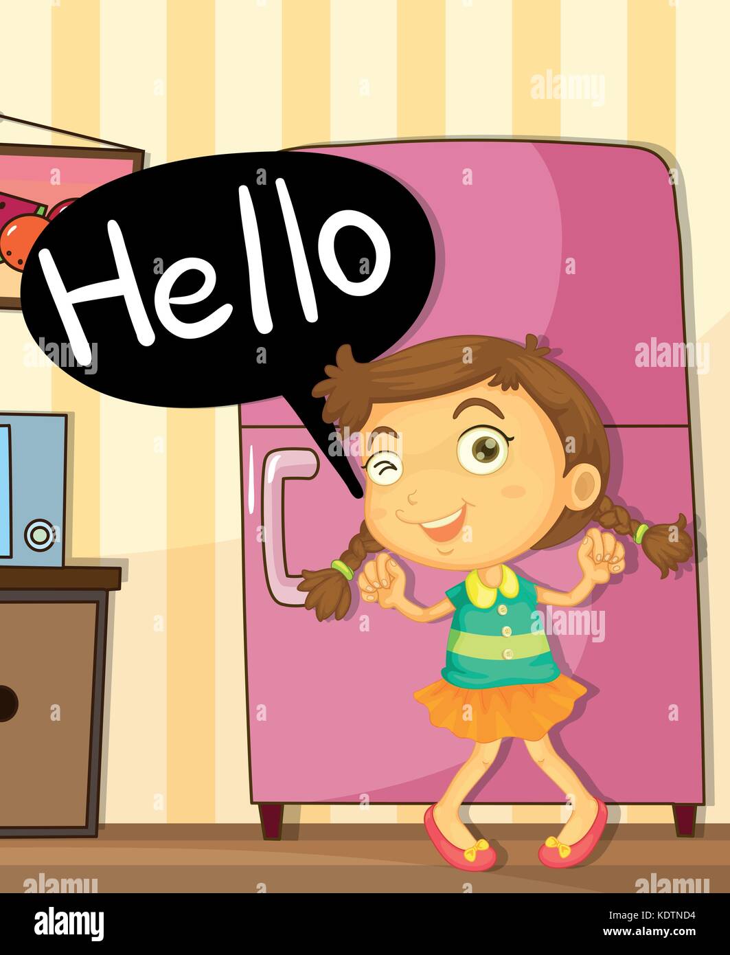 Girl saying hello drawing hi-res stock photography and images - Alamy