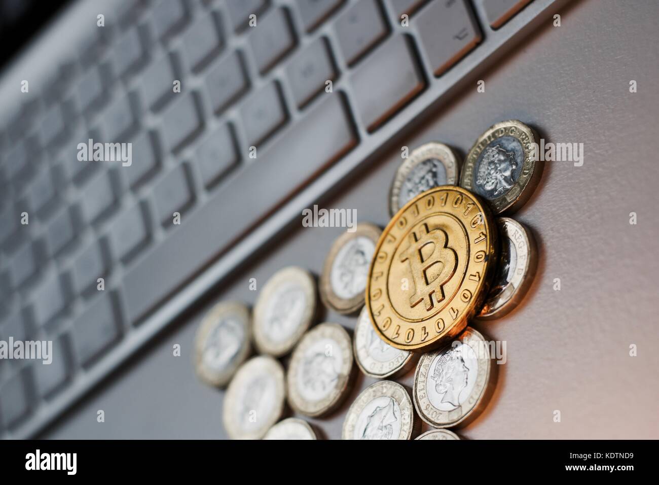 Digital currency physical metal bitcoin coin. Cryptocurrency coins ...