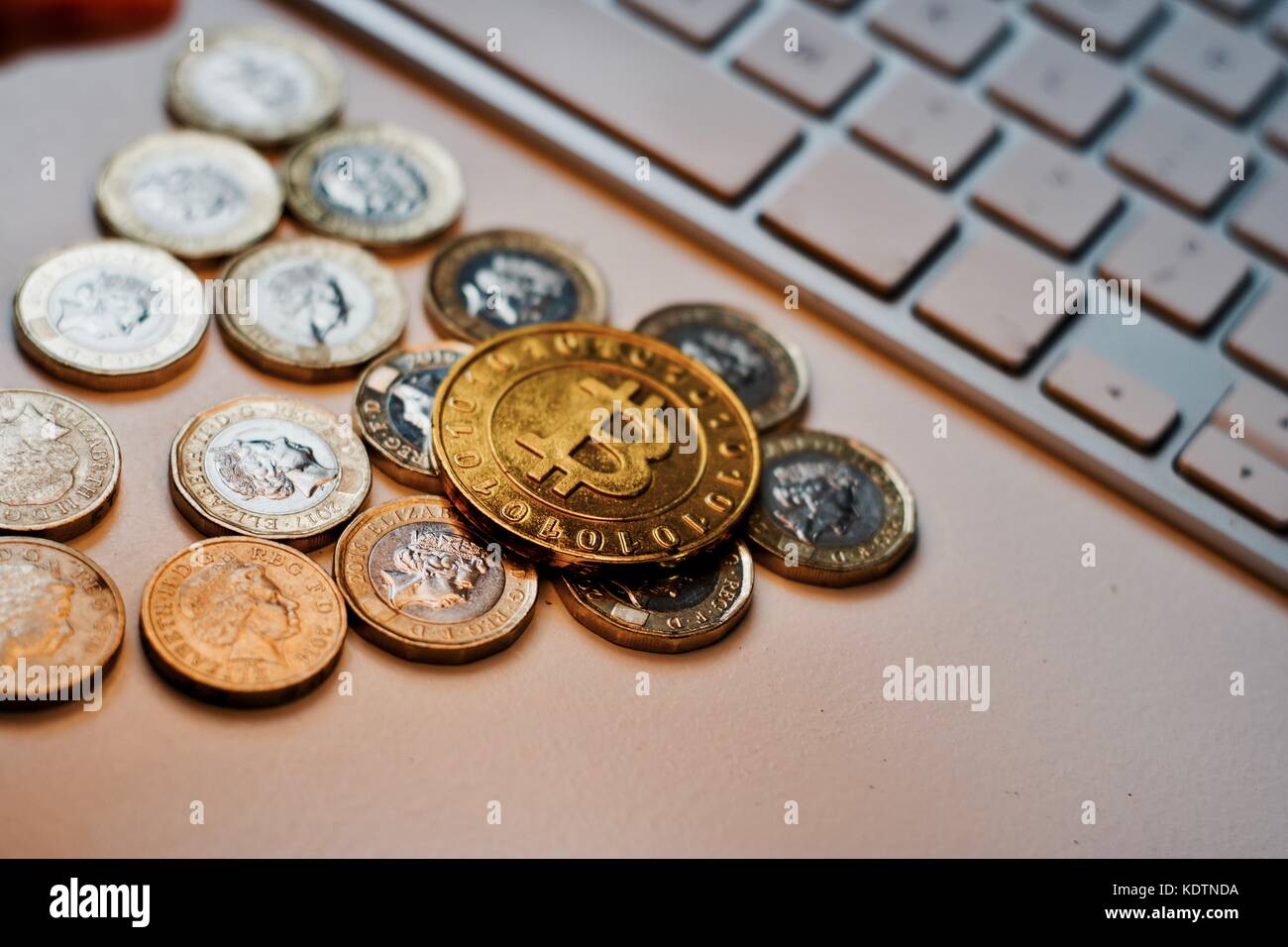 Digital currency physical metal bitcoin coin. Cryptocurrency coins ...