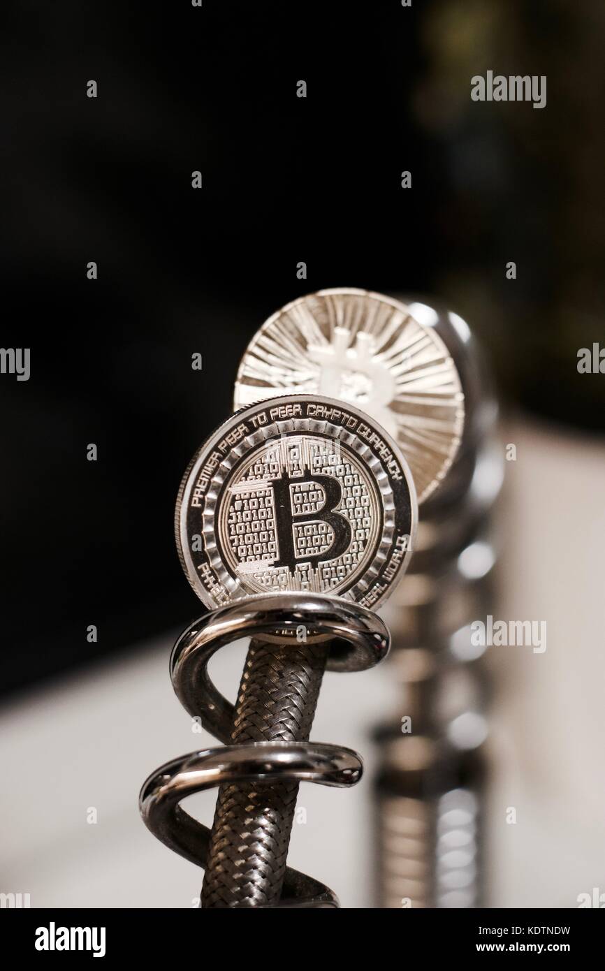 Digital currency physical metal bitcoin coin. Cryptocurrency coins ...