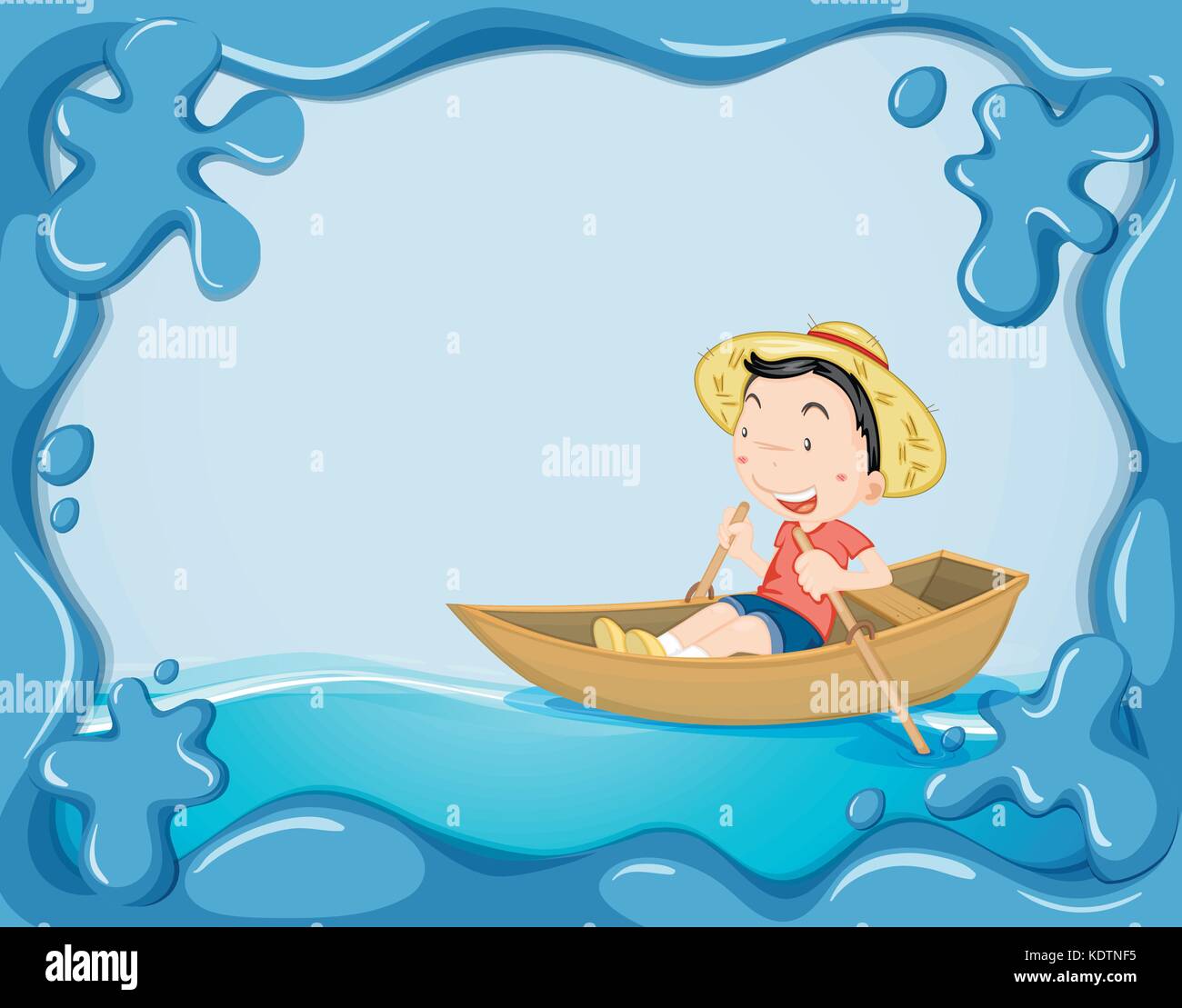 Frame template with boy rowing boat illustration Stock Vector Image ...