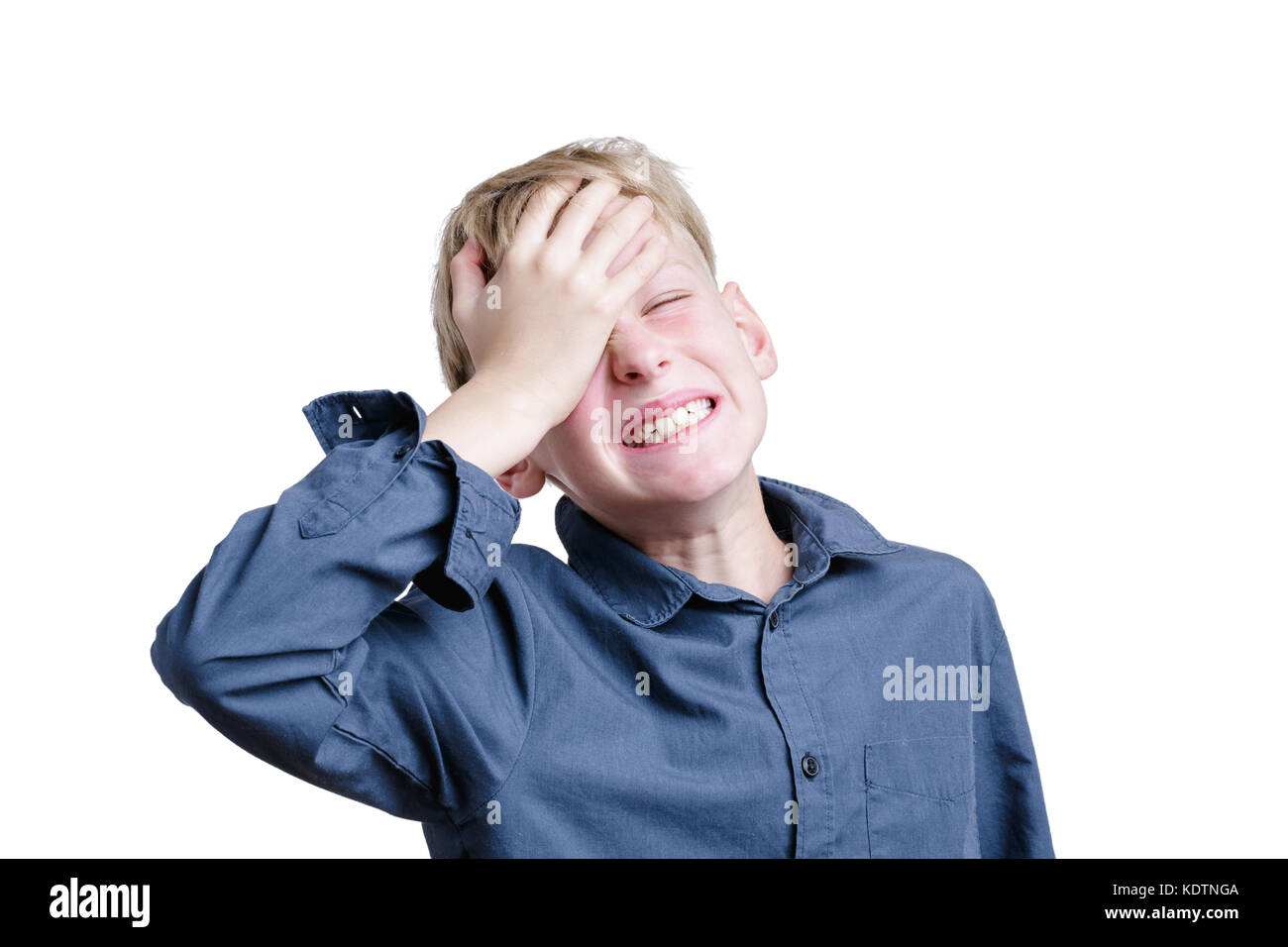 10-year old boy is in stress and having headache Stock Photo - Alamy
