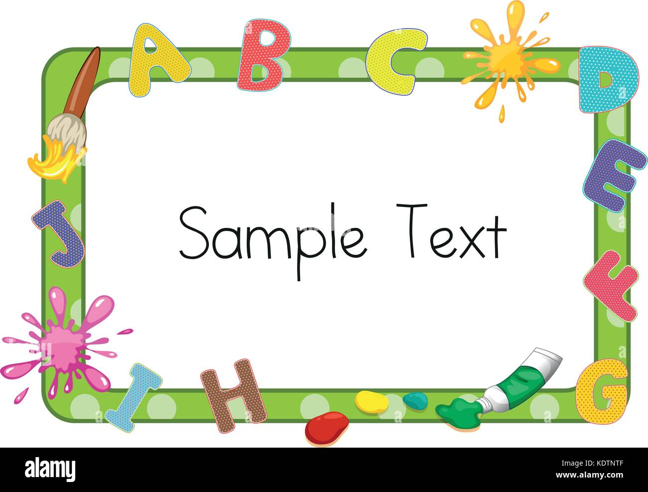 Board template with alphabets and color splashes illustration Stock ...