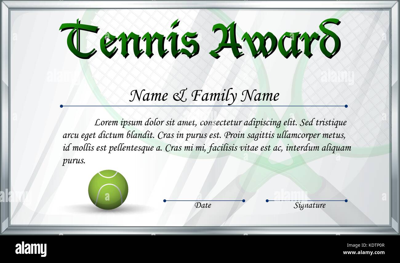 Certificate template for tennis award illustration Stock Vector Image ...