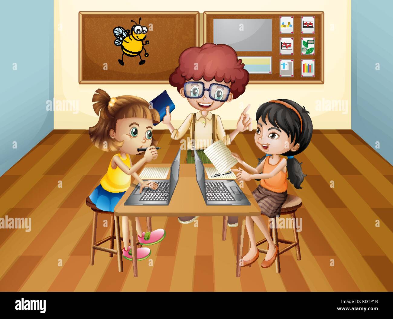 Students learning in classroom illustration Stock Vector Image & Art ...