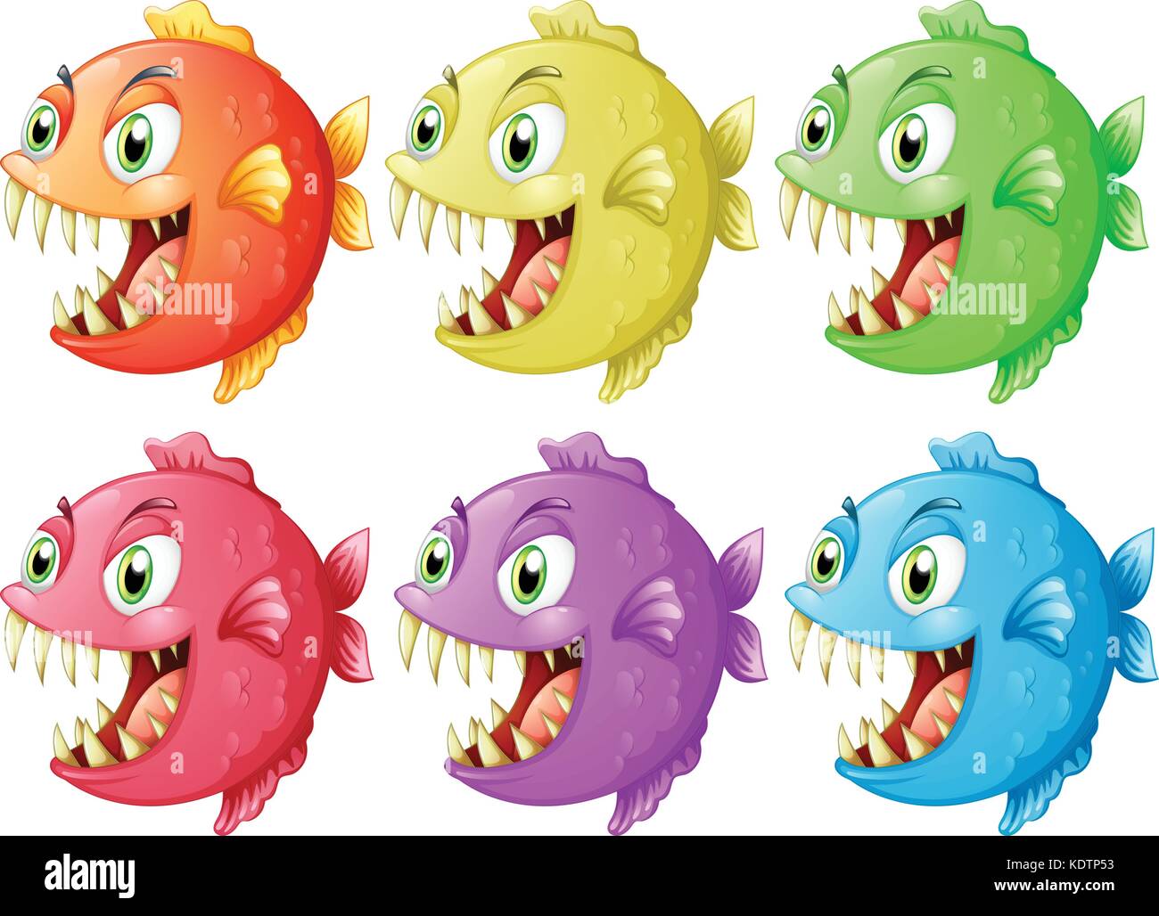 Six fish with sharp teeth illustration Stock Vector Image & Art - Alamy