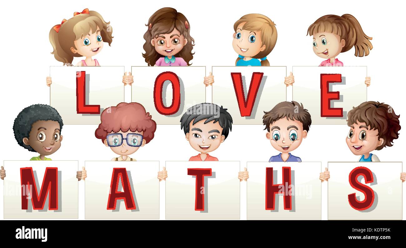 Children holding love maths sign illustration Stock Vector Image & Art ...