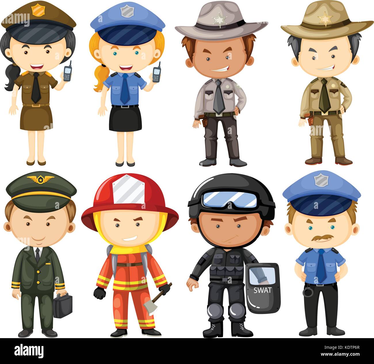 People in different job uniforms illustration Stock Vector Image & Art ...