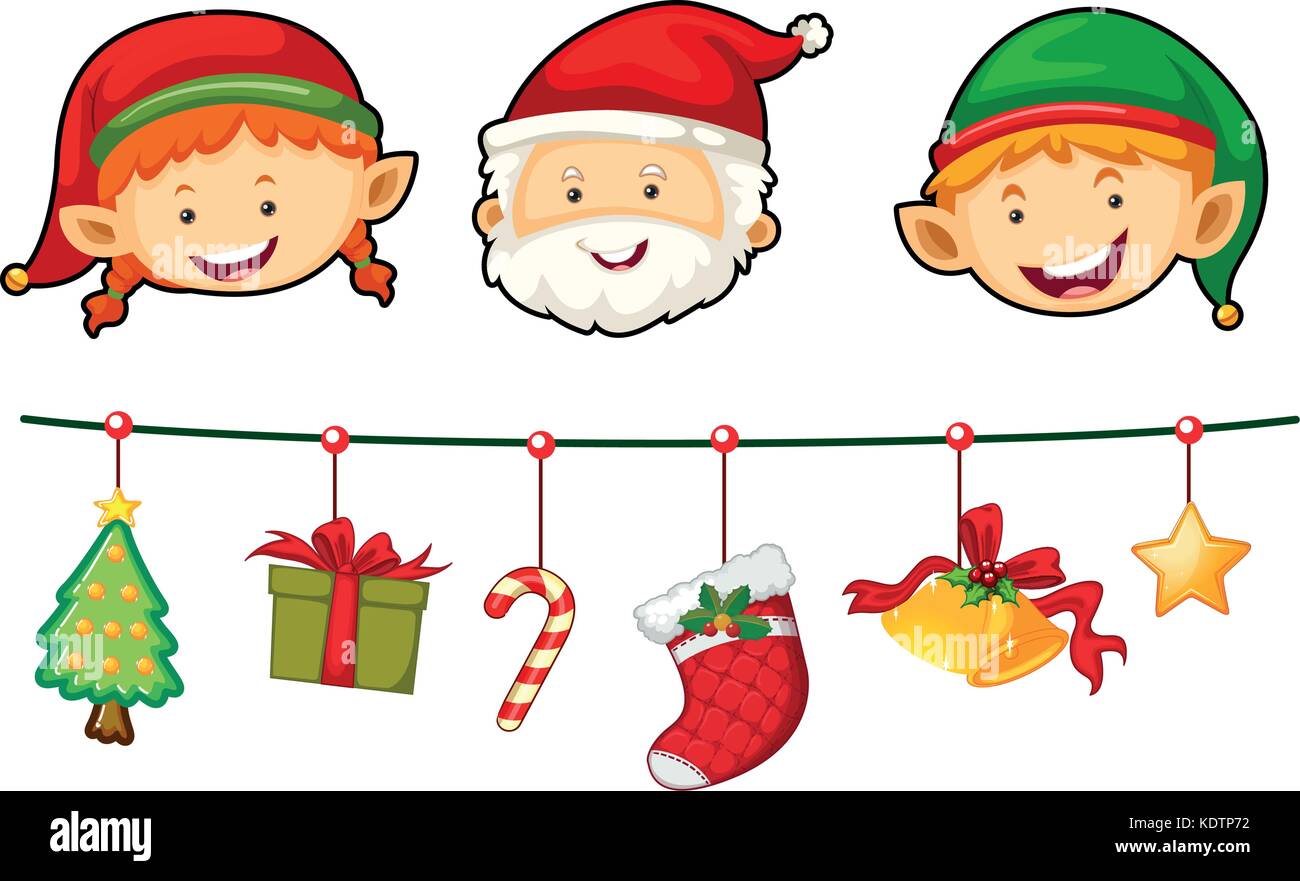 Christmas set with Santa and elf illustration Stock Vector Image & Art ...