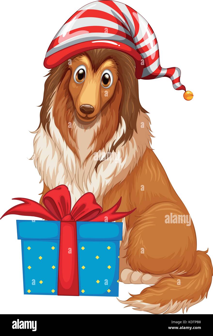 Christmas theme with dog and present box illustration Stock Vector ...