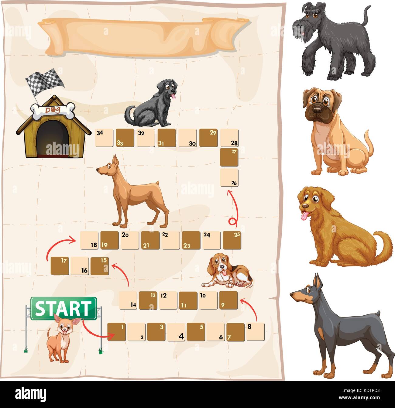Boardgame template with cute dogs illustration Stock Vector Image & Art ...