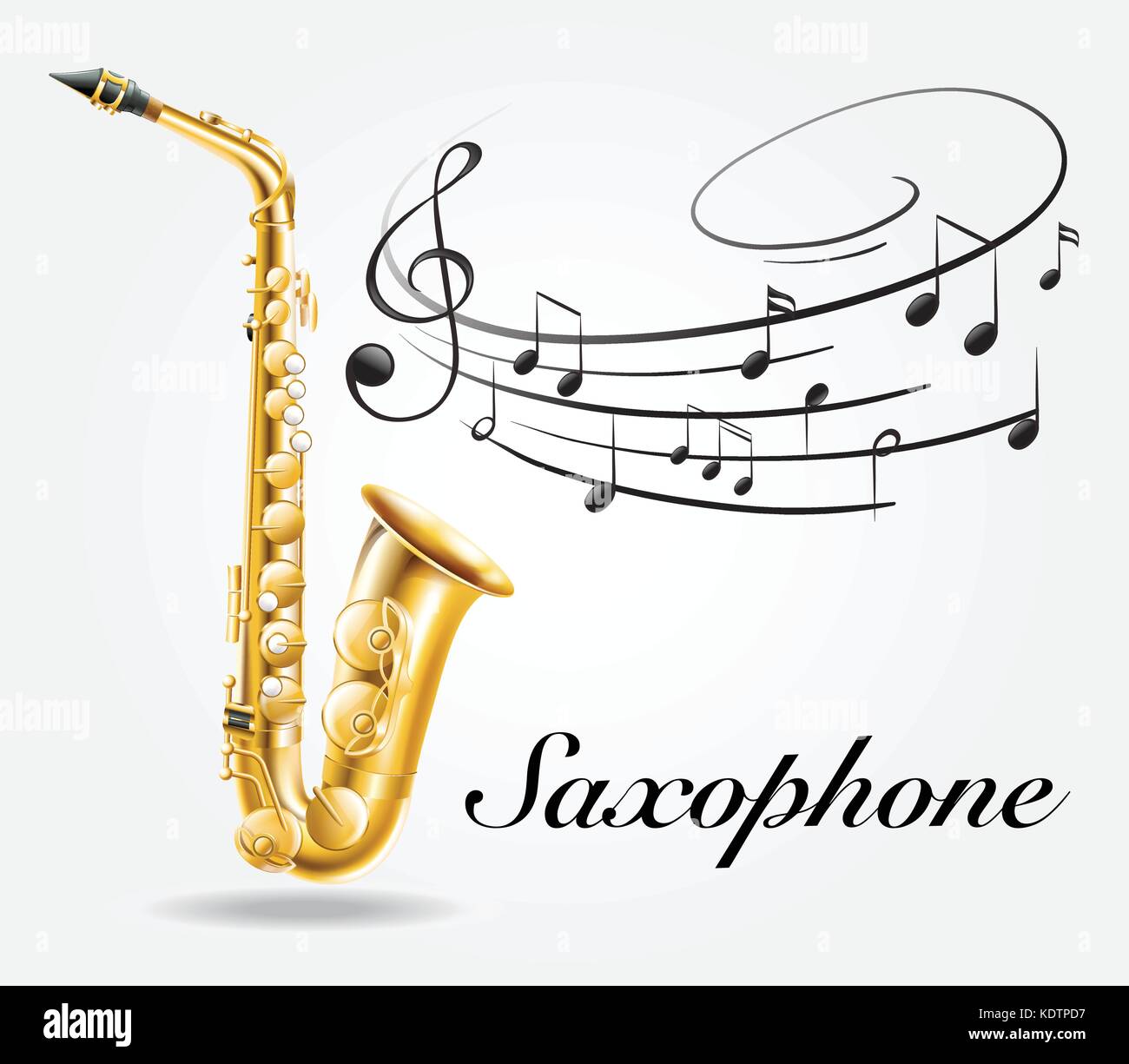 Saxophone and music notes on poster illustration Stock Vector Image ...