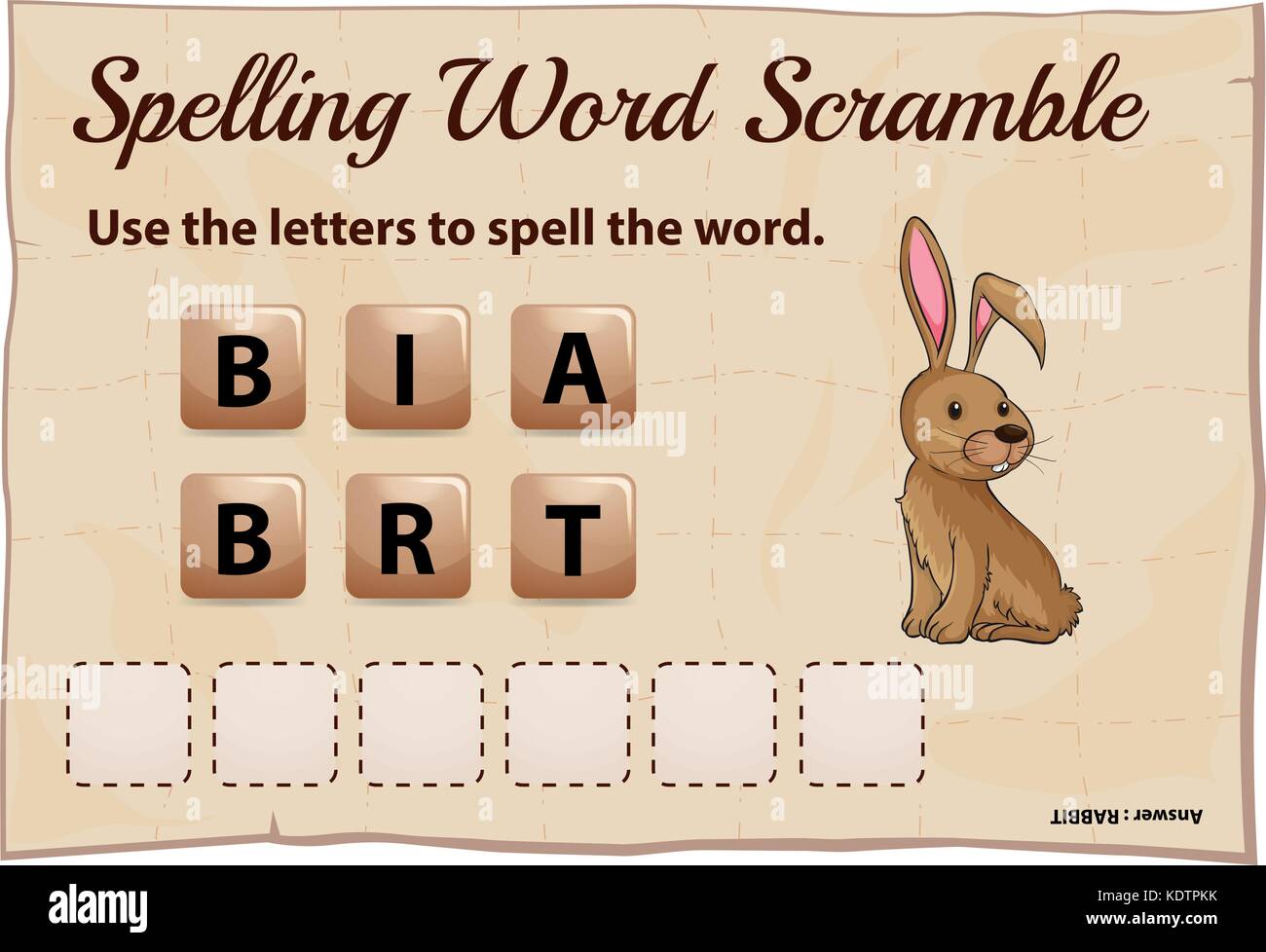 Spelling word scramble game with word rabbit illustration Stock Vector ...
