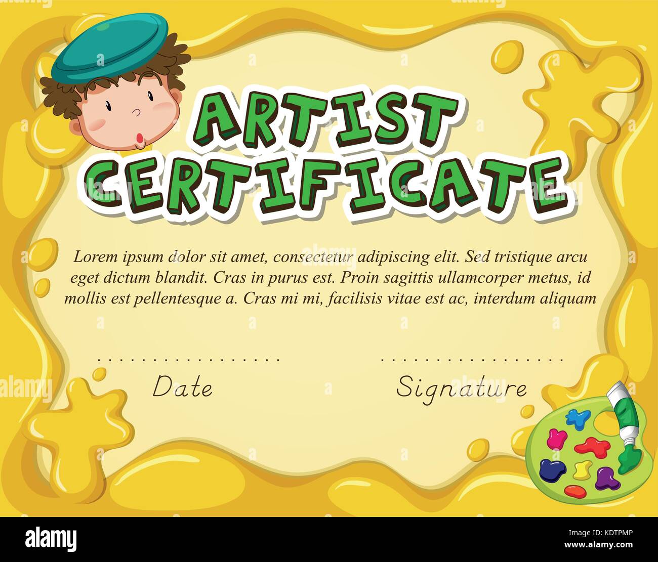 Certificate template for artist illustration Stock Vector Image & Art ...