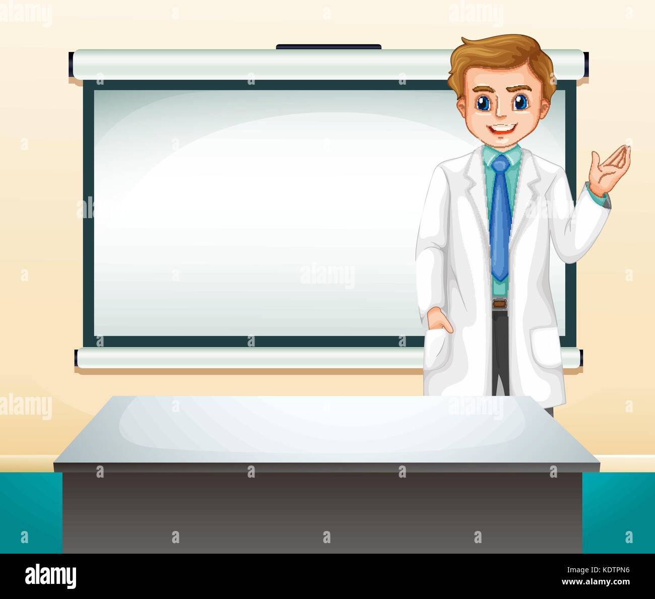 Doctor and white screen in the room illustration Stock Vector Image ...