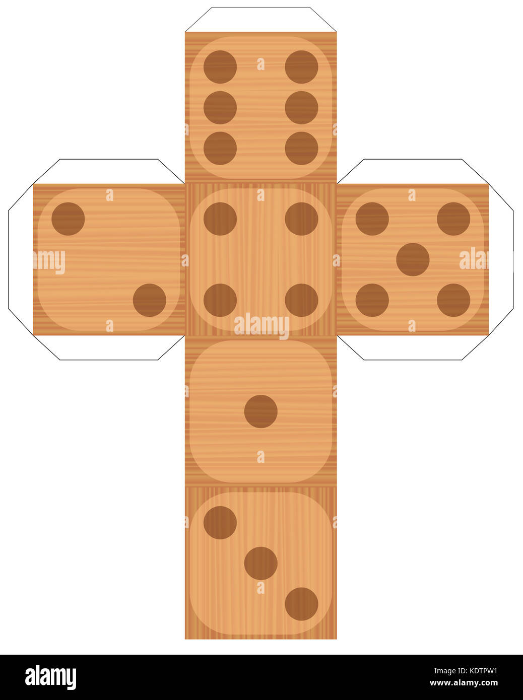 Dice template - model of a wood style cube to make a three-dimensional ...