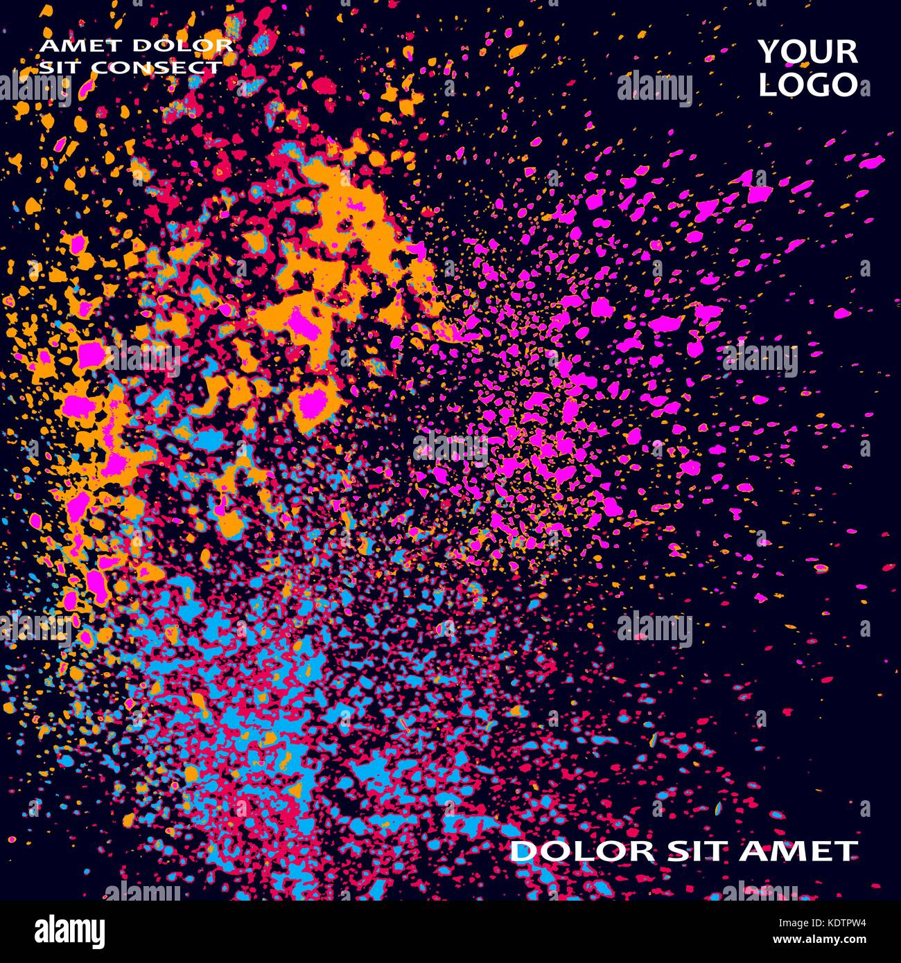 Neon explosion paint splatter artistic cover frame design. Decorative ...