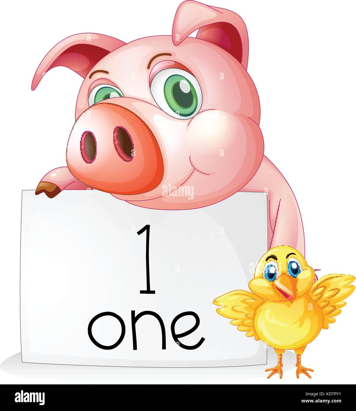 Counting number one with pig and chick illustration Stock Vector Image ...