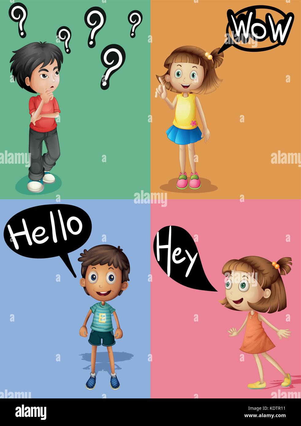 Boys and girls on different background illustration Stock Vector Image ...